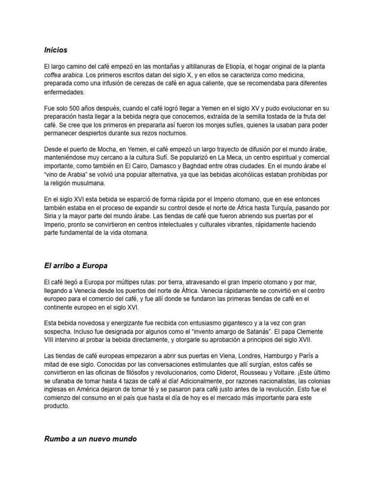 El Café En La Historia Pdf Café