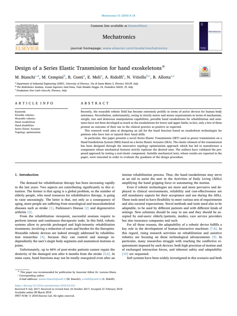 Design of A Series Elastic Transmission For Hand Exos | PDF | Machines ...