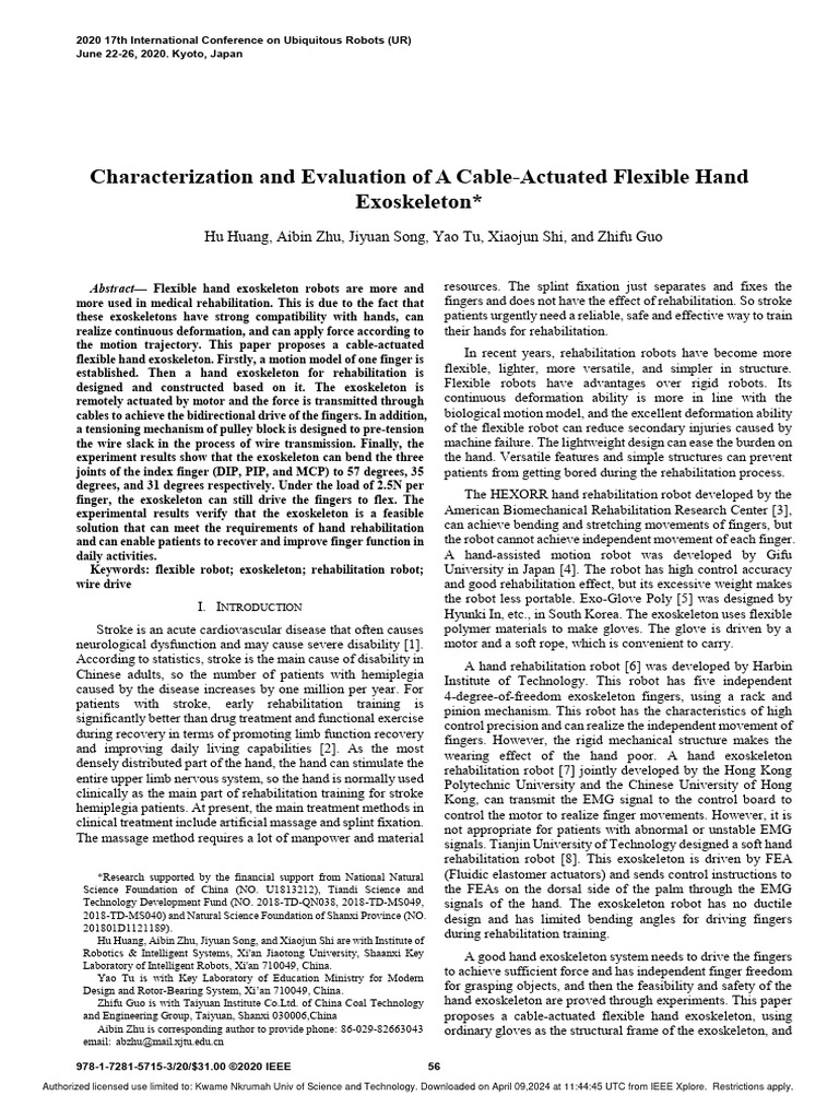 Characterization and Evaluation of A Cable-Actuated Flexible Hand ...