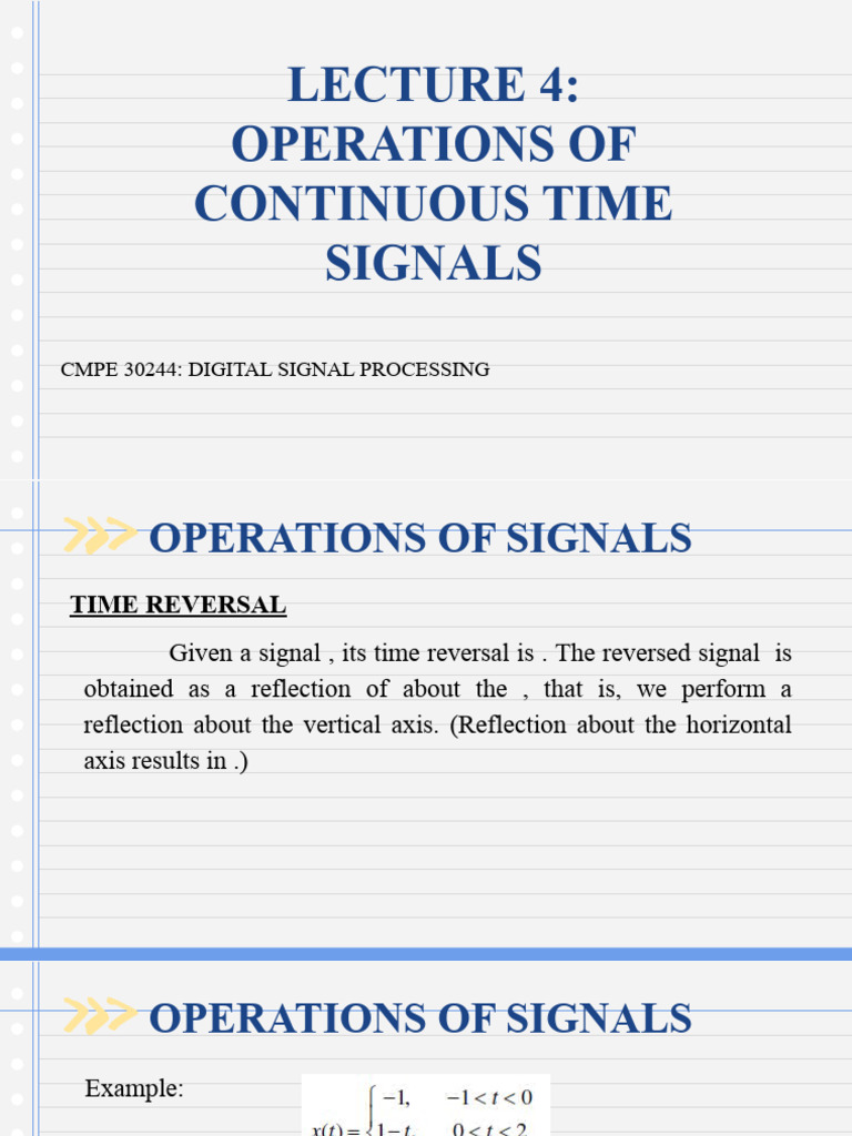 Lect4 Operations of CT Signals | PDF