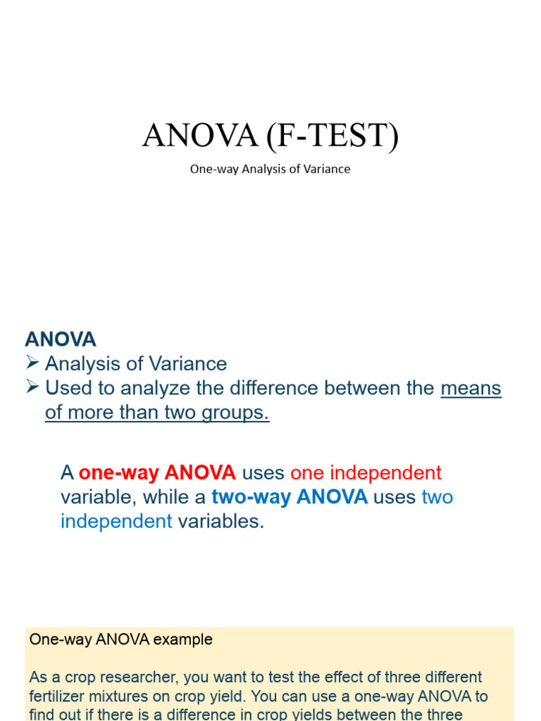 F Test Pdf F Test Analysis Of Variance 6820