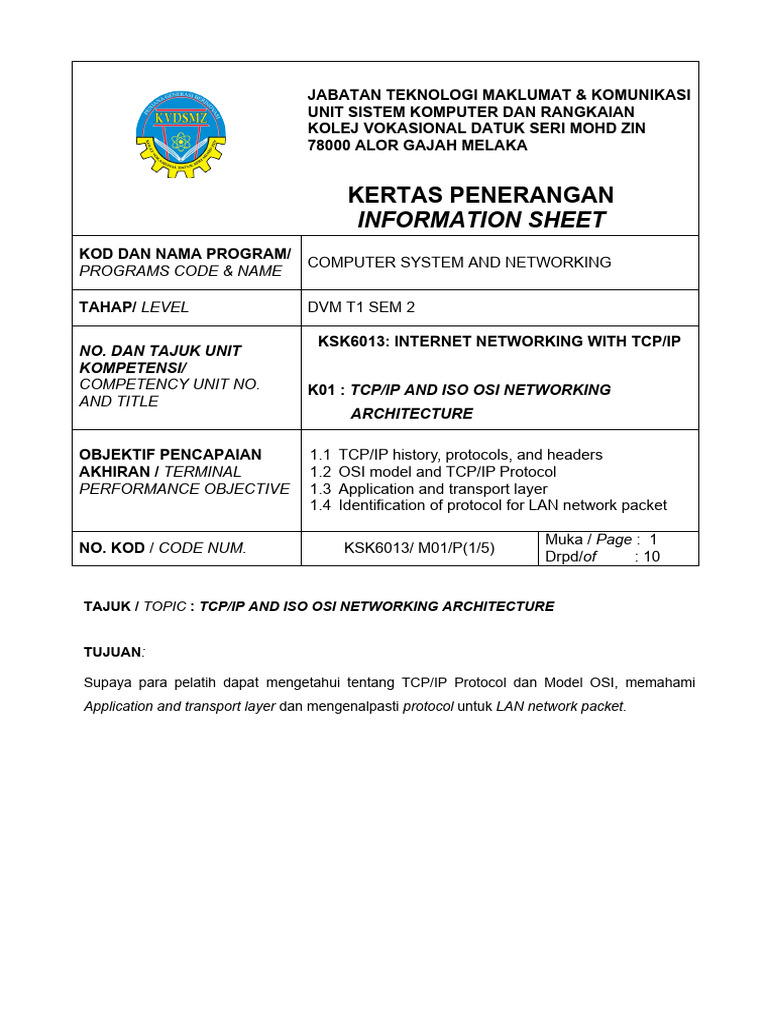 Topik 1 - Osi Vs TCP | PDF