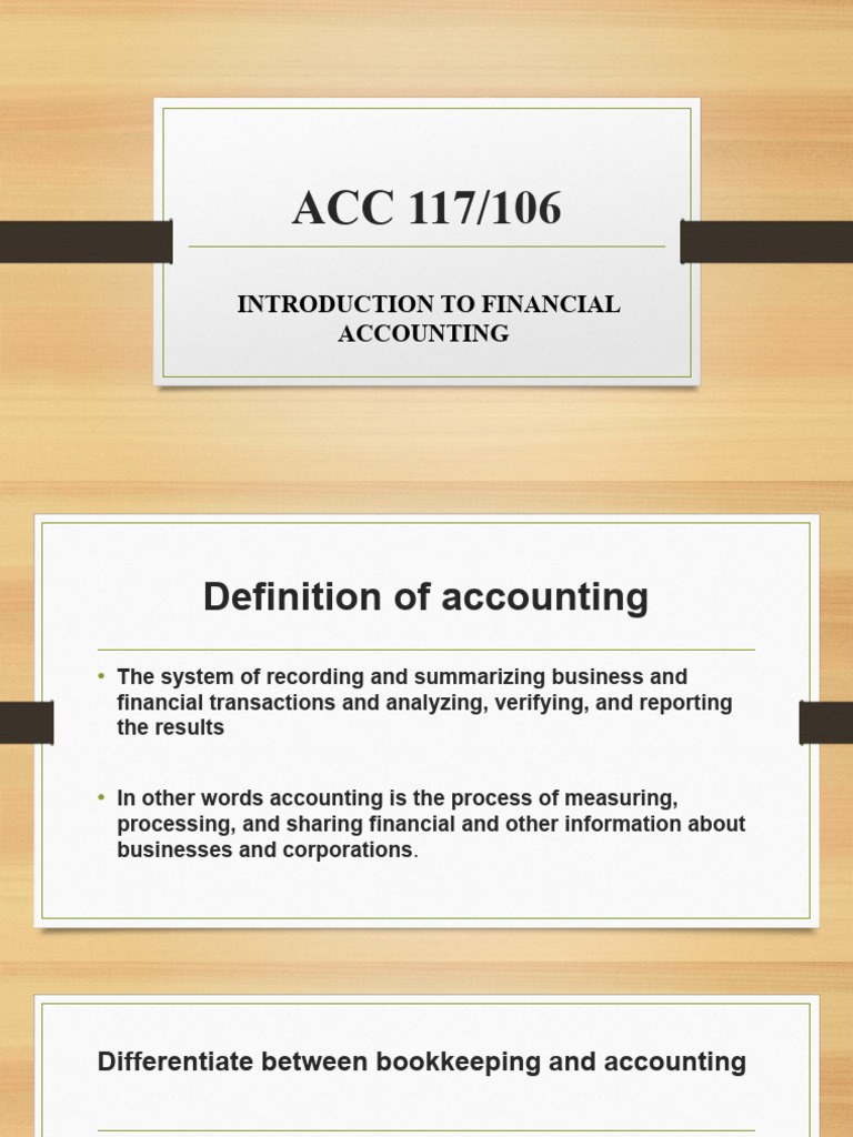 ACC 117 Chapter One | PDF | Limited Liability Company | Accounting