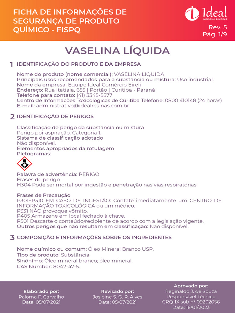 Fispq Vaselina Líquida | PDF | Incêndios | Combustão