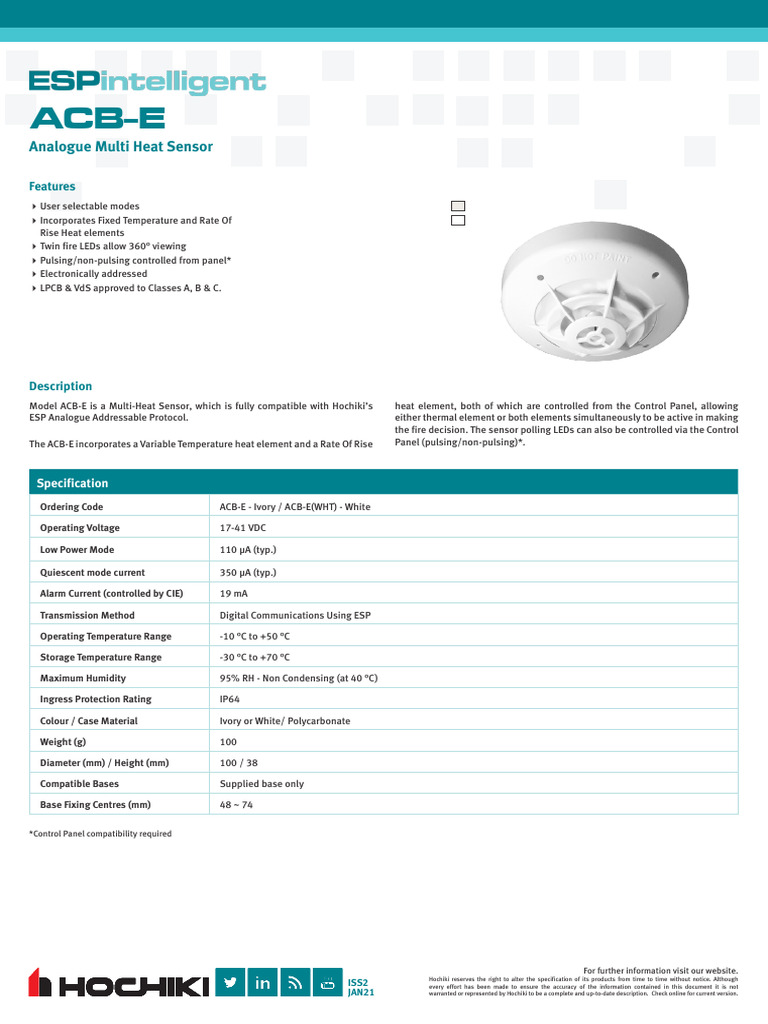 3 - Analogic Photoelectric Heat Detector Model Acb-E | PDF | Light ...