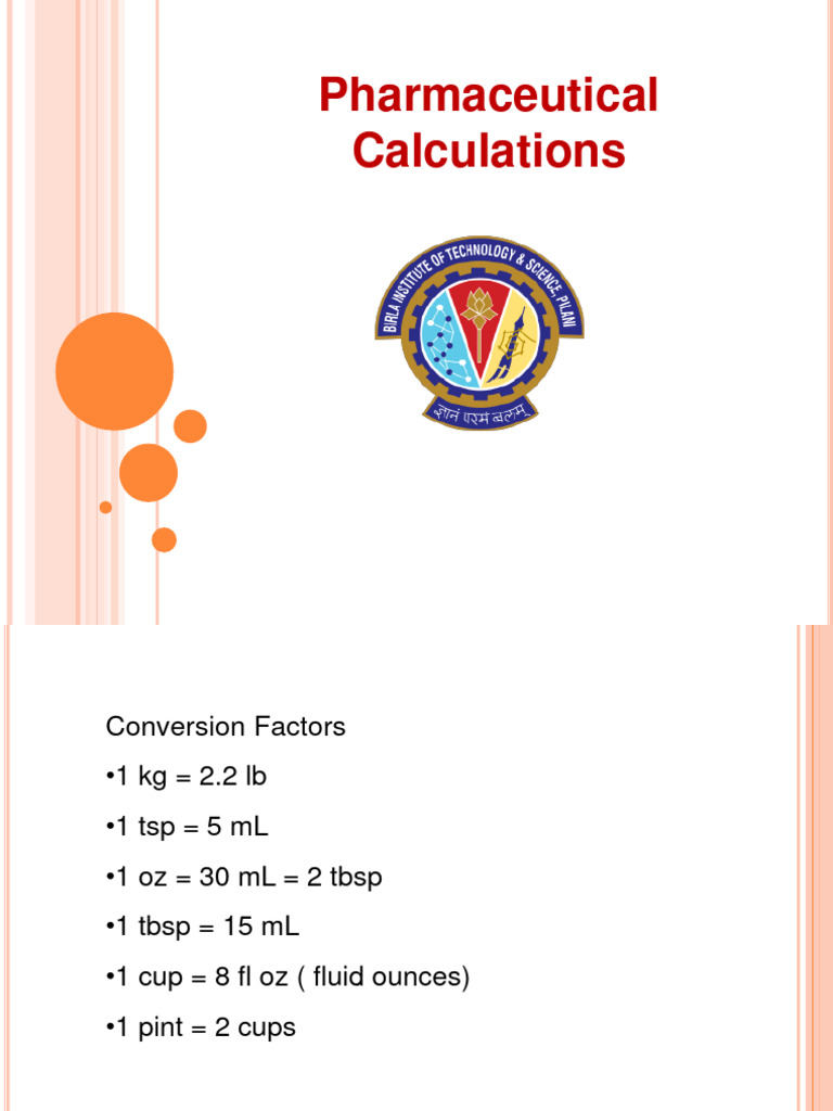 L-7 Pharmaceutical Calculations | PDF | Mass Concentration (Chemistry ...