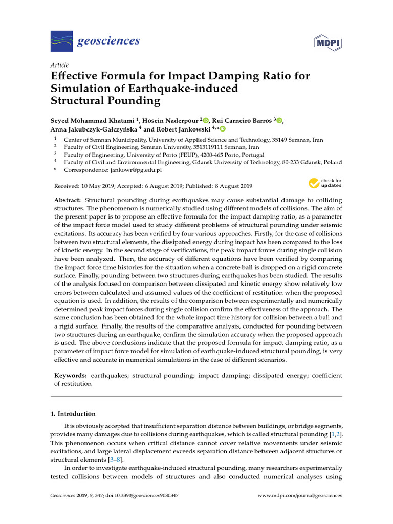 Effective Formula For Impact Damping Ratio For Sim | PDF | Applied And ...