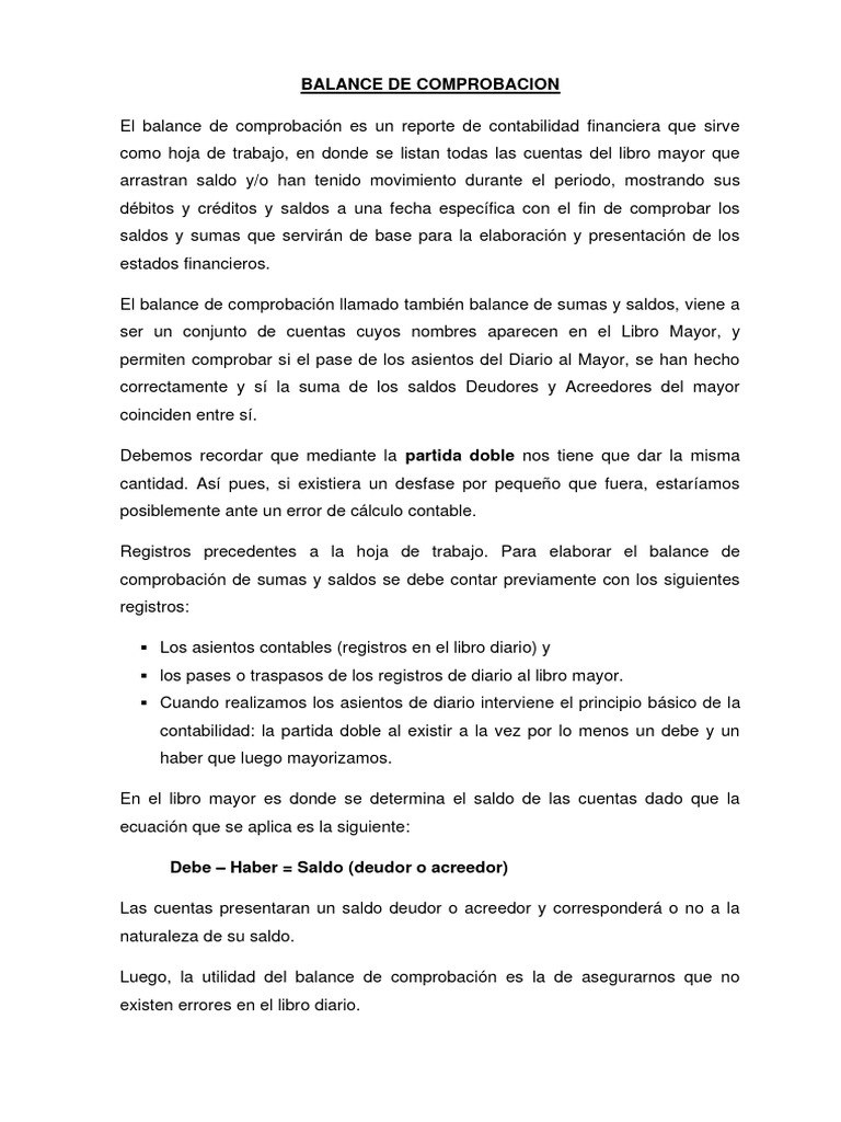 22 Balance Comprobacion | PDF | Contabilidad | Servicios financieros