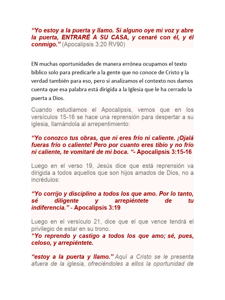 Apocalipsis 3 20 Reflex | PDF | Cristo (título) | Creencia religiosa y doctrina