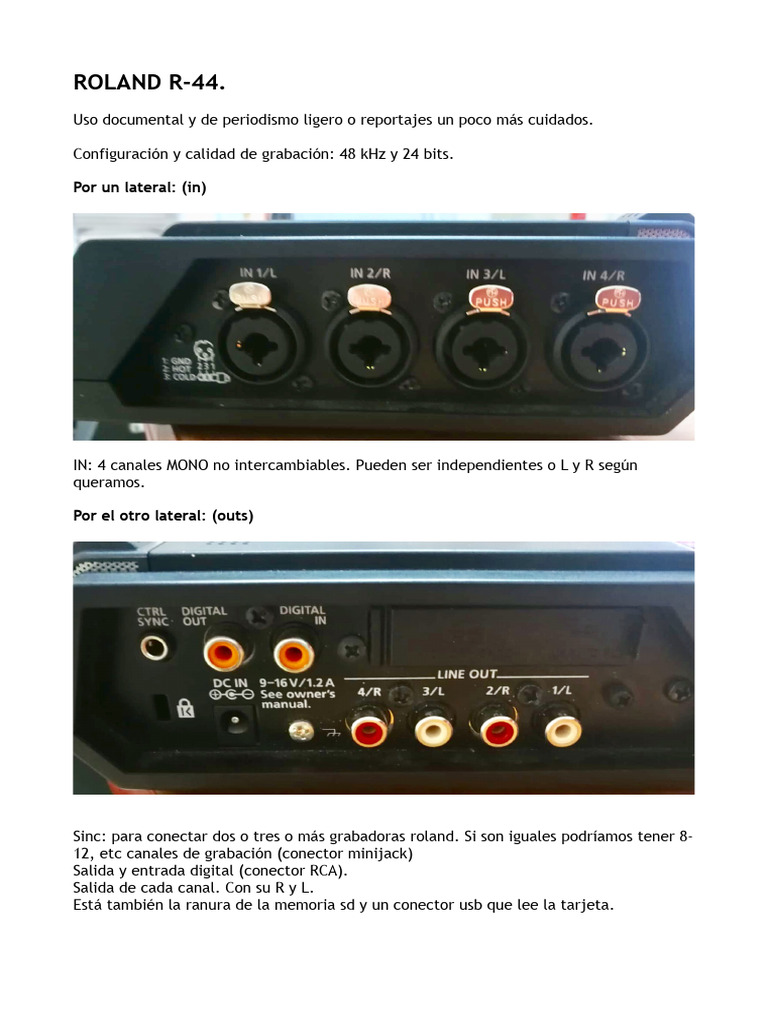 Guía de Uso Roland R-44 para Periodistas | PDF | Informática ...