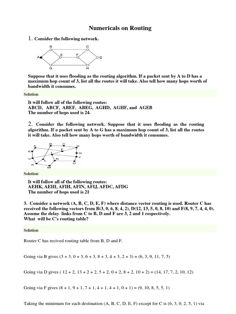 Numericals On Routing | Download Free PDF | Routing | Computer Networking