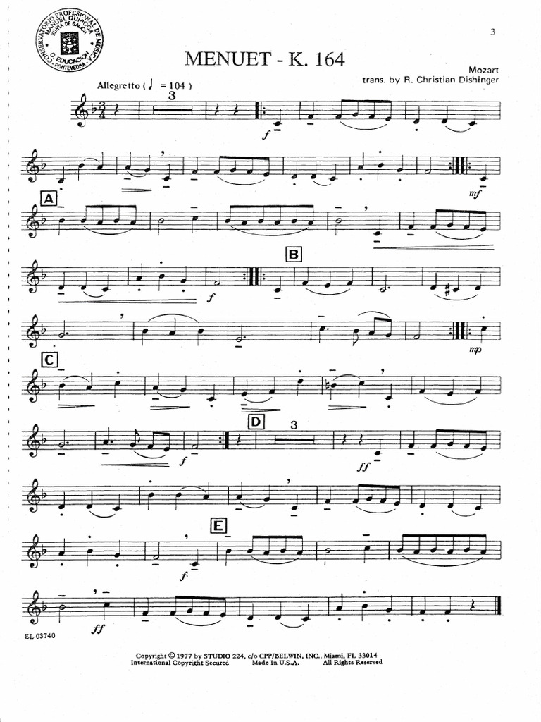 Menuet Mozart (Trompa) | PDF
