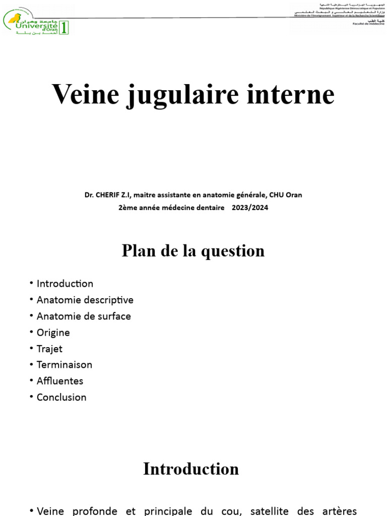 Veine Jugulaire Interne | PDF | Cou | Anatomie