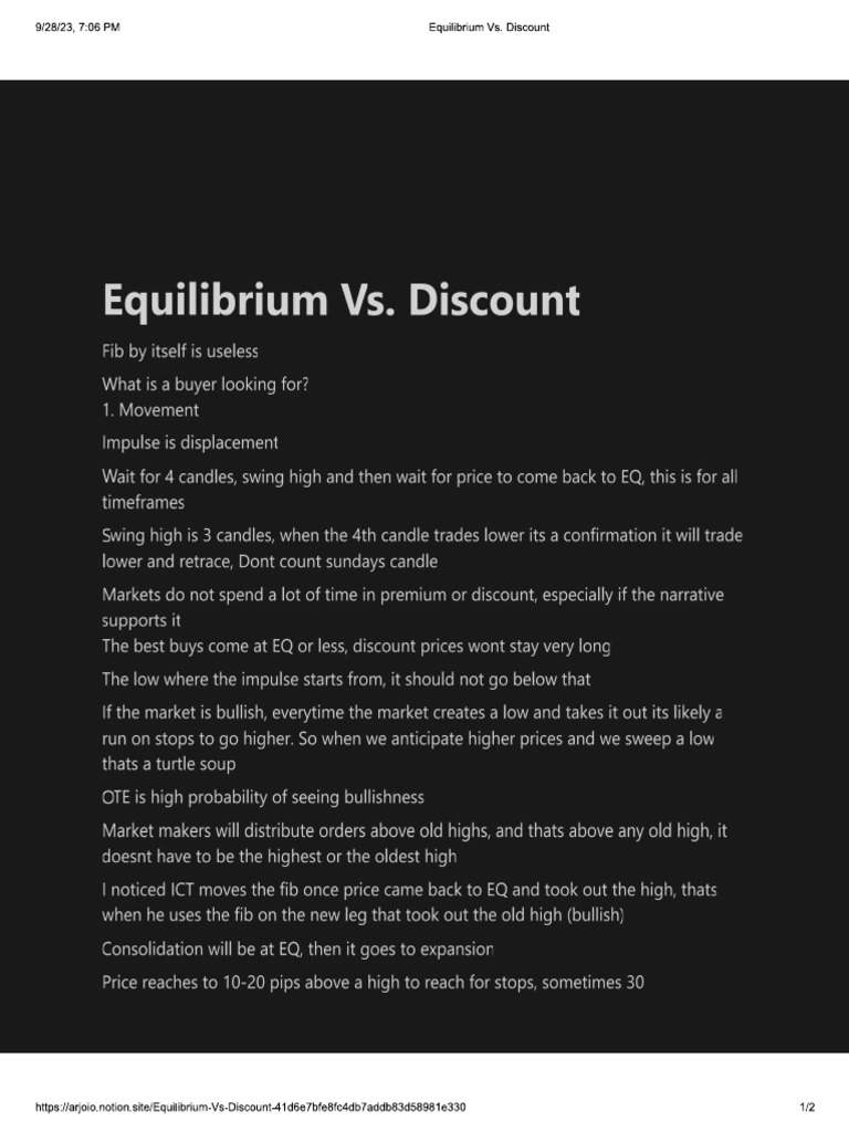 4 Equilibrium vs. Discount & Premium (Notes) | PDF