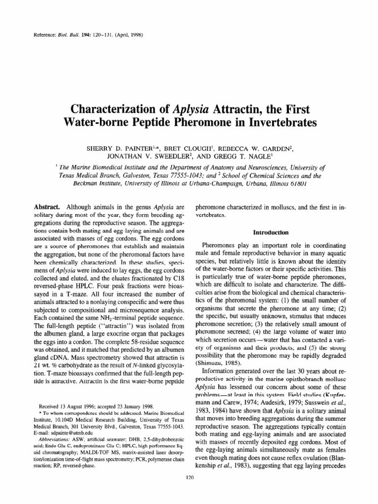 Characterization of Attractin, The First Water-Borne Peptide Pheromone ...