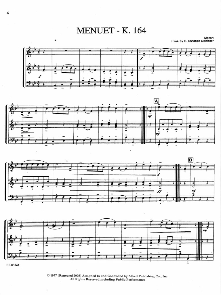 Menuet Moozart (Piano) | PDF