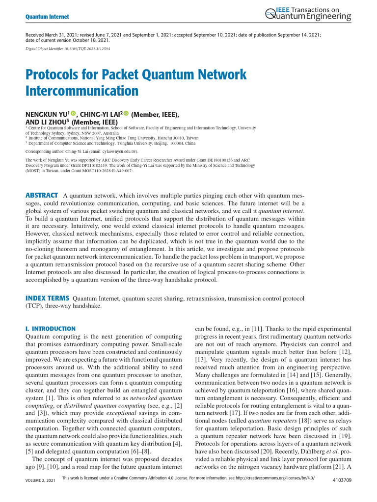 Quantum Network Protocols | PDF | Transmission Control Protocol ...