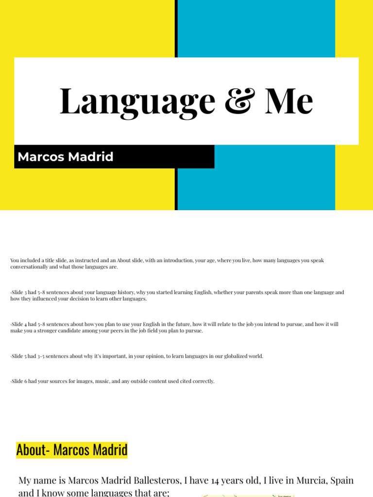 Language and Me - Marcos Madrid | PDF | English Language | Human Communication