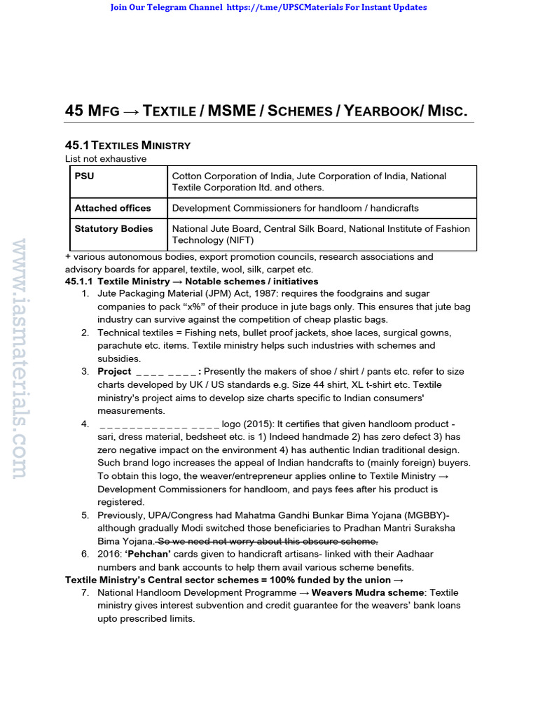 Textile & MSME Schemes Overview | PDF | Consumer Protection | Small And ...
