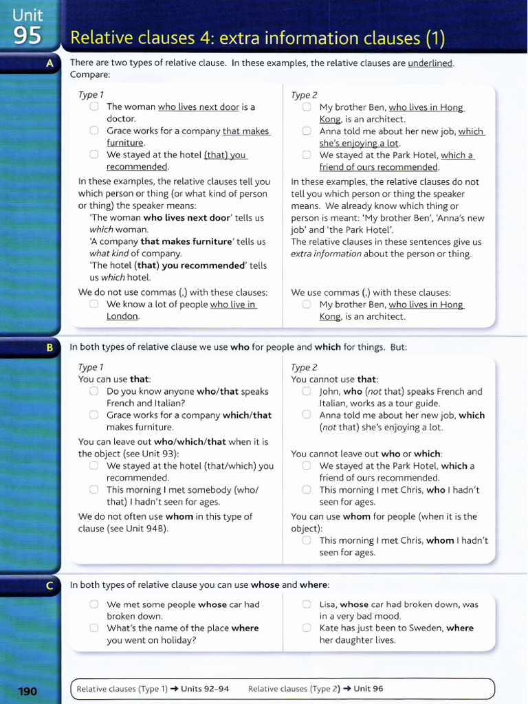 EGIU Unit 95 - Relative clauses 4 | PDF | Linguistics | Grammar
