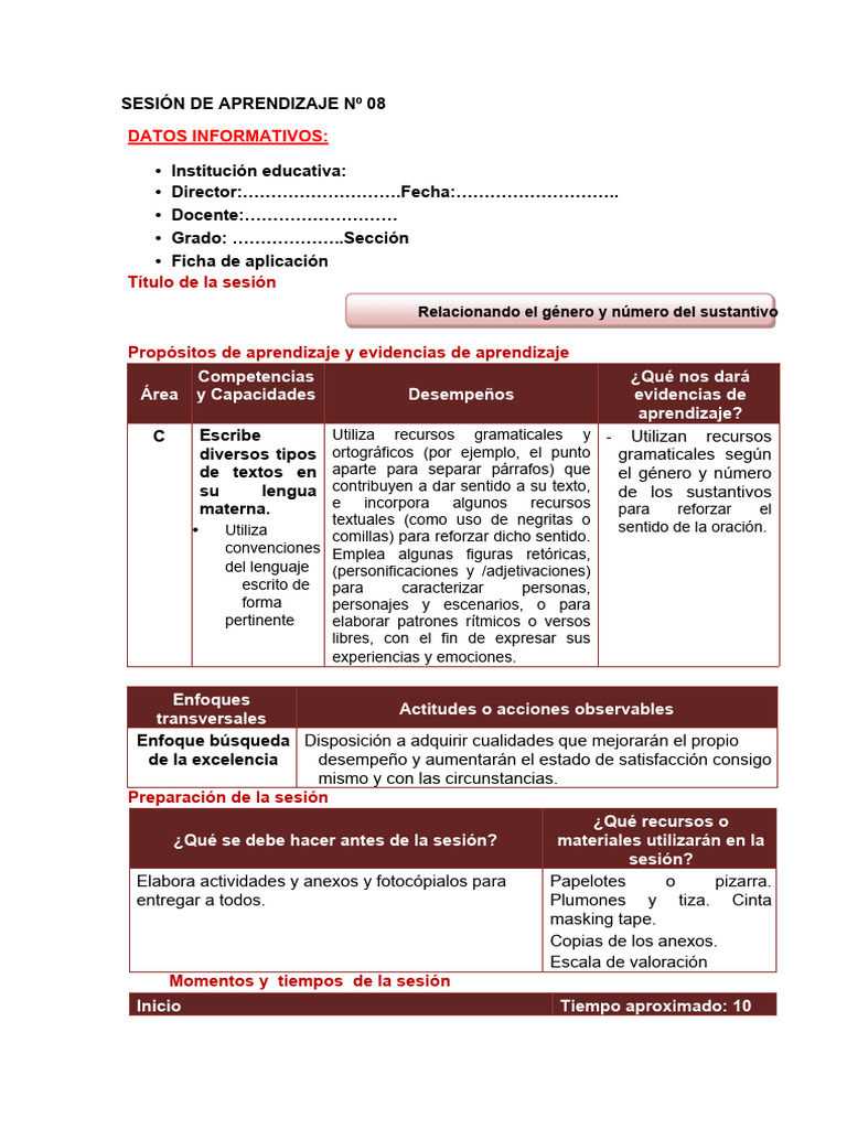 SESIÓN El Sustantivo | PDF | Sustantivo | Aprendizaje