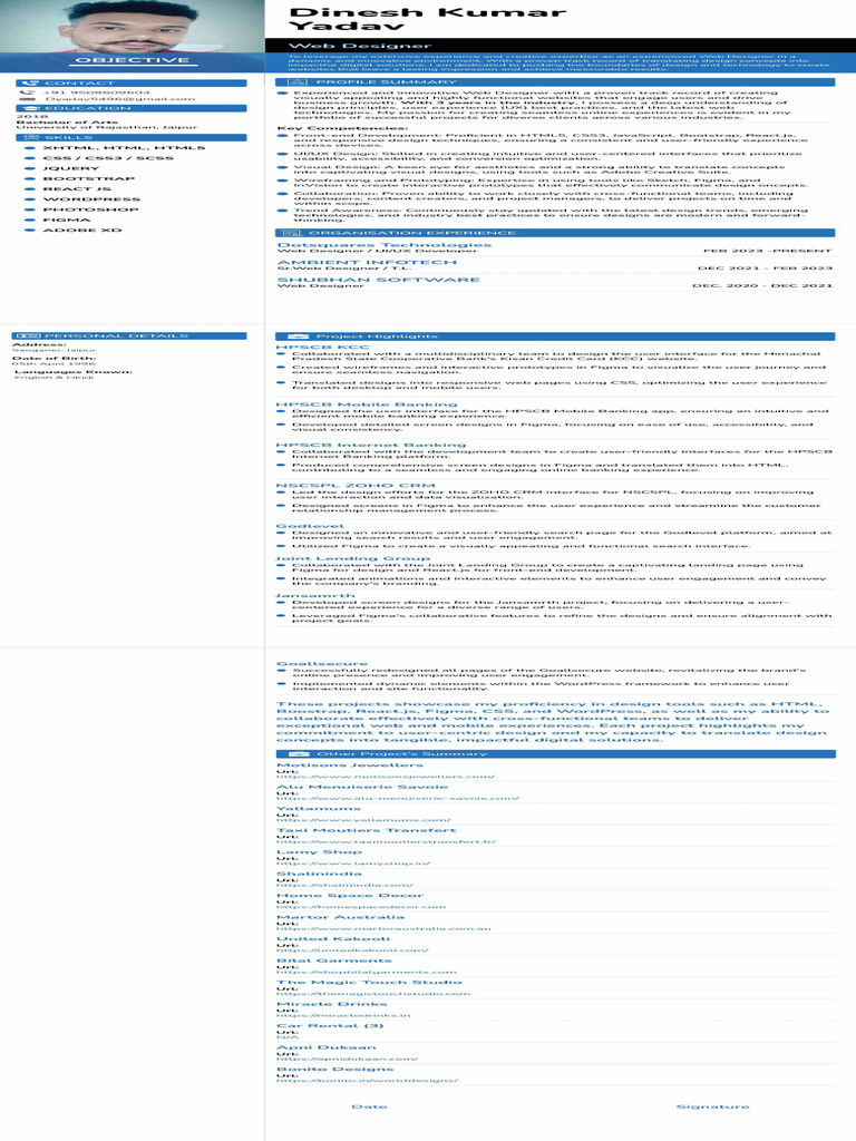 Dinesh Yadav CV 001 | PDF