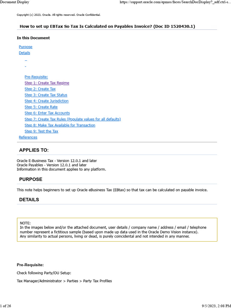 Oracle EBS Tax - Setup | PDF | Taxes | Accounts Payable
