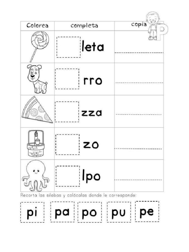 Actividades Letra P y S | PDF