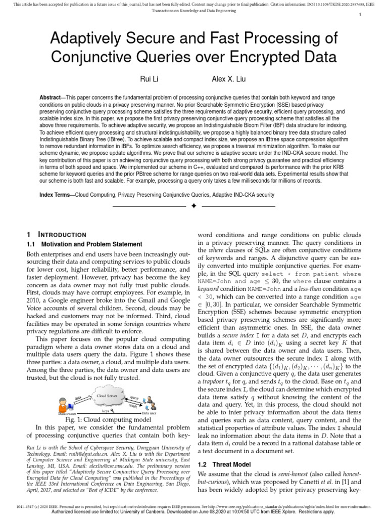 Tkde 2020 2997688 | PDF | Databases | Data Management