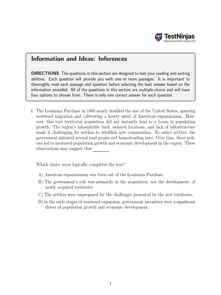 Inferences Questions | PDF | Renaissance | Separation Of Powers