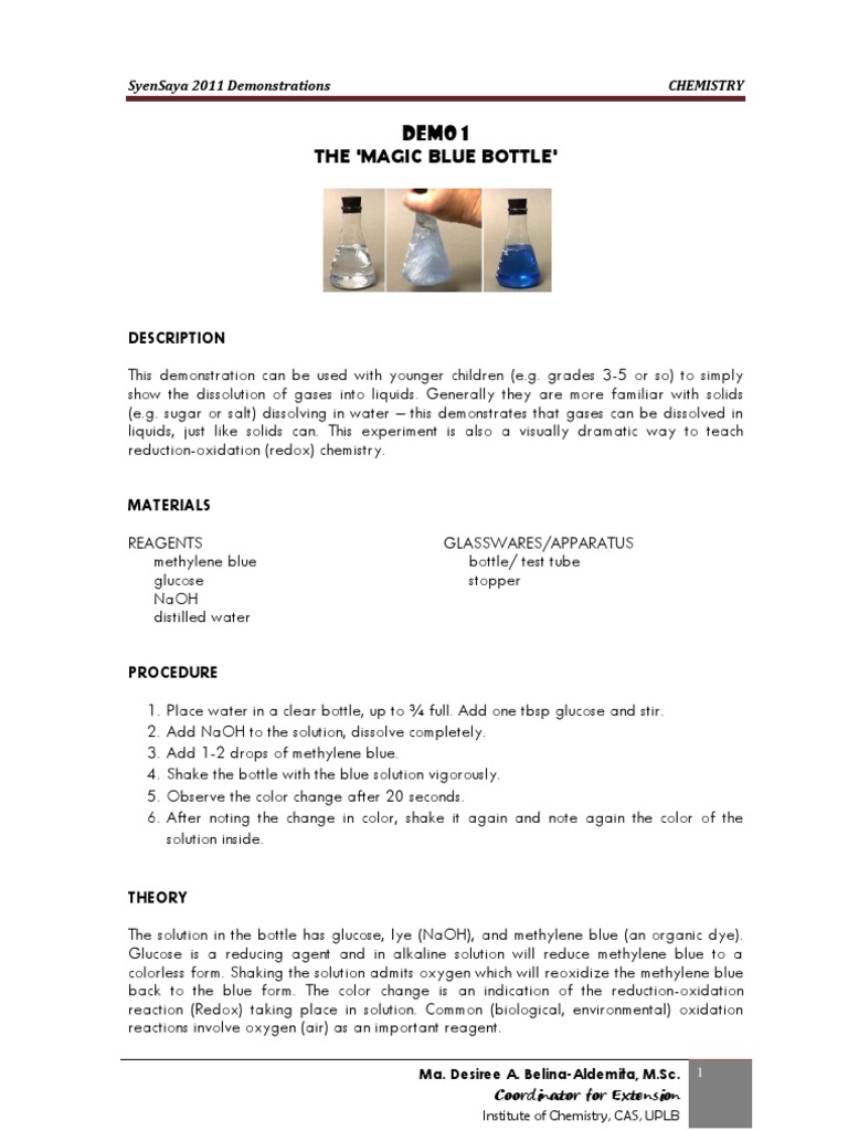 SyenSaya 2011 Chemistry Demonstrations | PDF | Crystallization | Redox