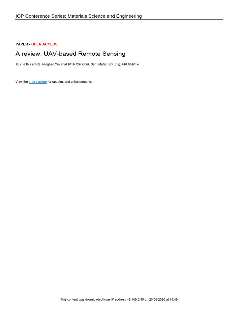 STS UAV Based Remote Sensing | Download Free PDF | Unmanned Aerial Vehicle | Remote Sensing