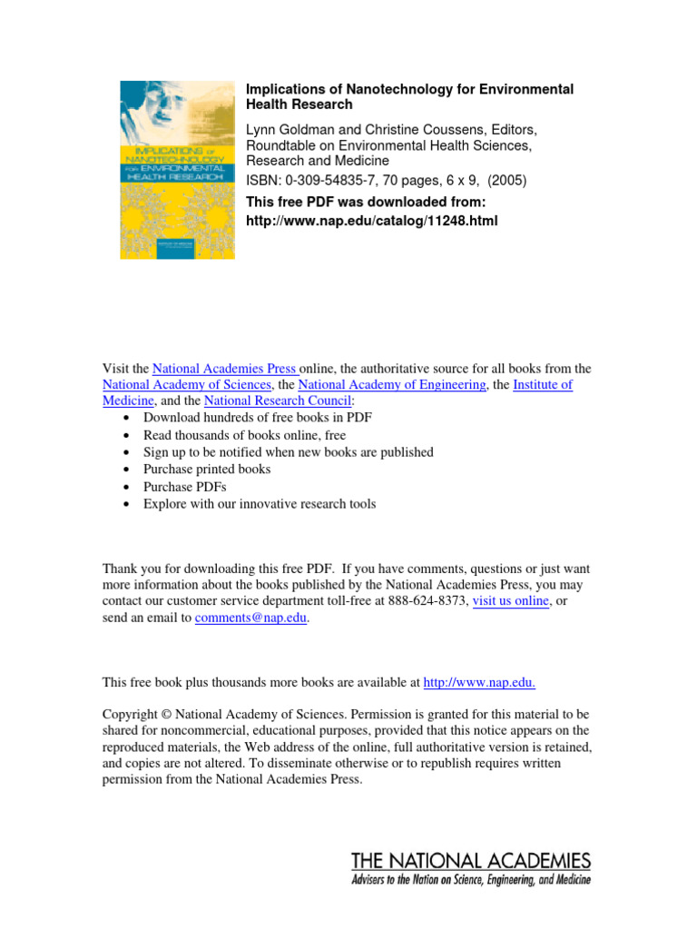 STS Implications of Nanotechnology For Environmental Health Research | Download Free PDF ...