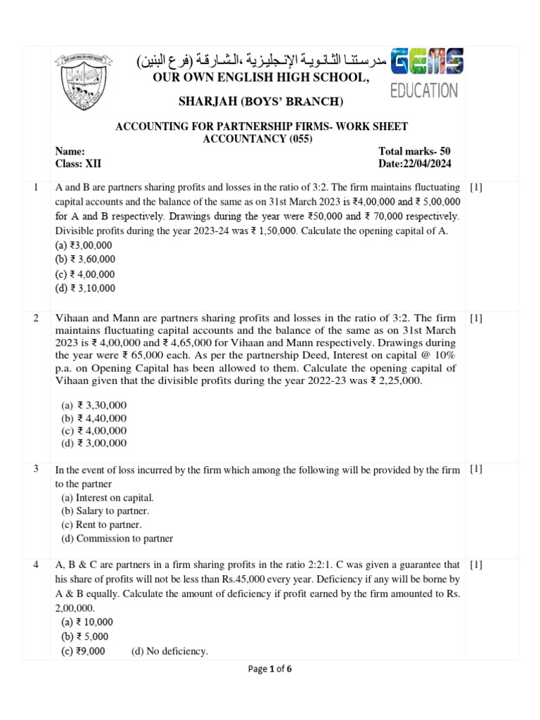 Partnership Fundamentals- Worksheet New | PDF | Interest | Partnership