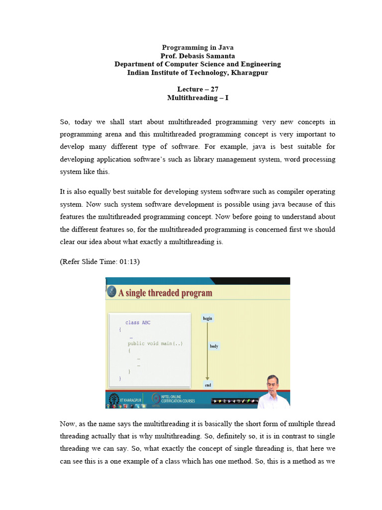 Lec 27 | Download Free PDF | Process (Computing) | Thread (Computing)