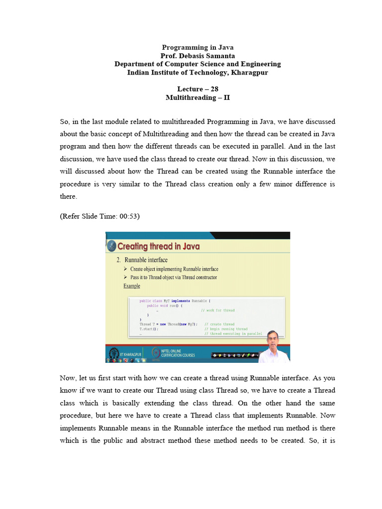 Lec 28 | PDF | Thread (Computing) | Scheduling (Computing)