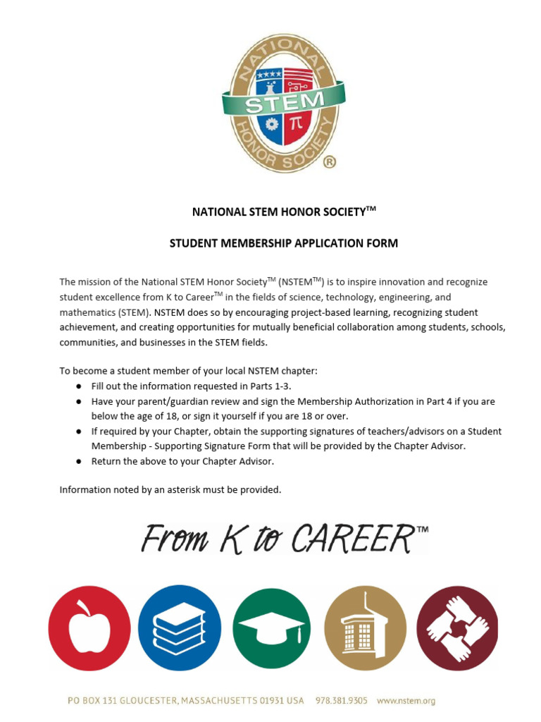 NSTEM Student Membership Application Form | PDF | Race And Ethnicity In ...