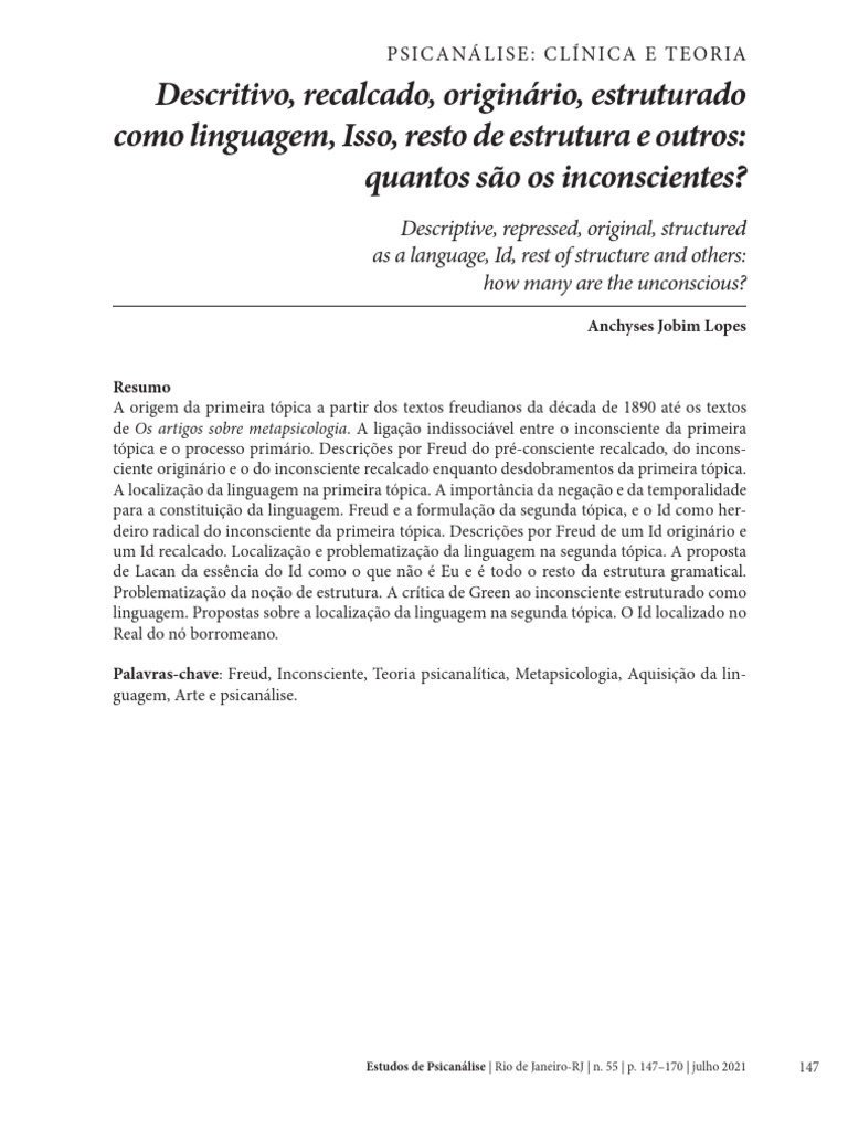 Descritivo, Recalcado, Originário, Estruturado Como Linguagem, Isso ...