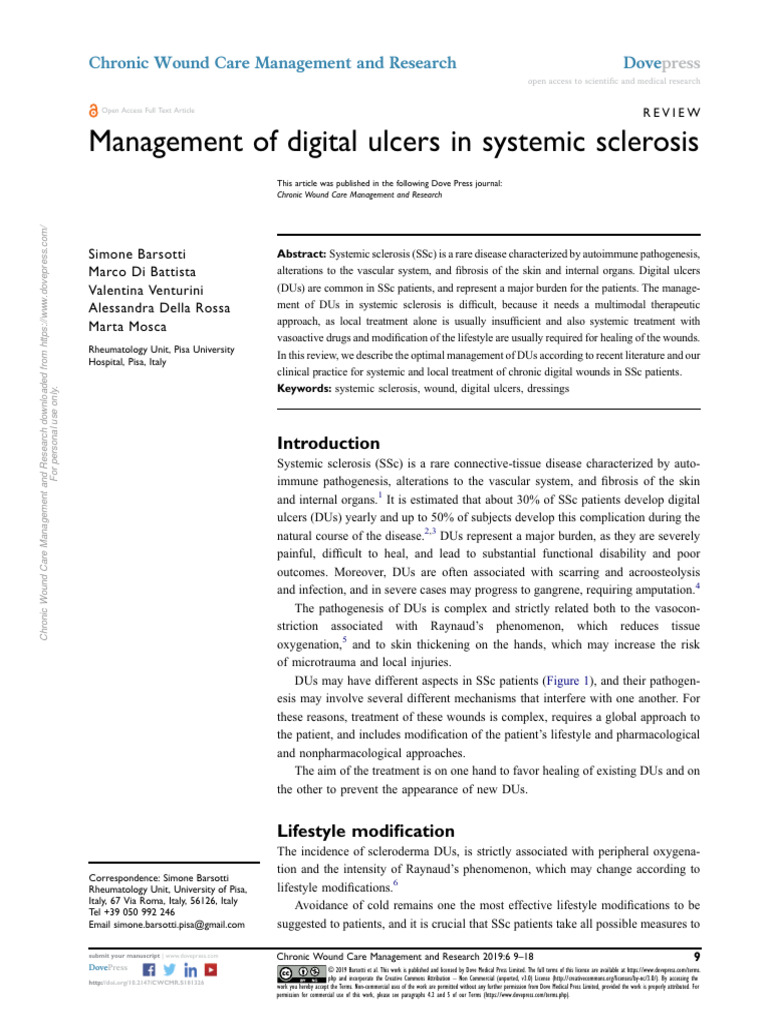Management of Digital Ulcers in Systemic Sclerosis | PDF | Wound | Medicine