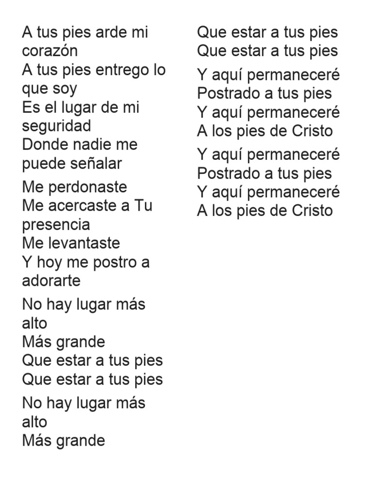 A tus pies arde mi corazón: Letra y alabanza | PDF
