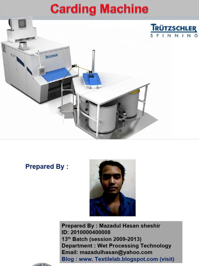 Dokumen - Tips Carding Machine | PDF | Textiles | Secondary Sector Of ...