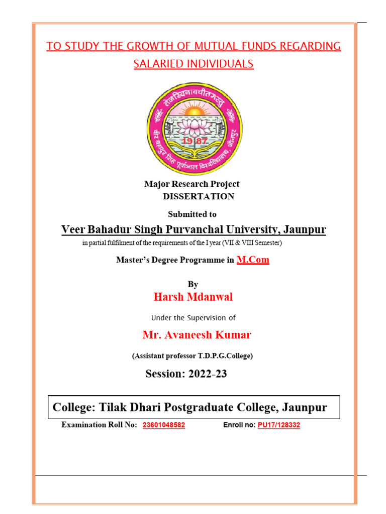 Harsh Modanwal - Project | PDF | Investment Fund | Investing