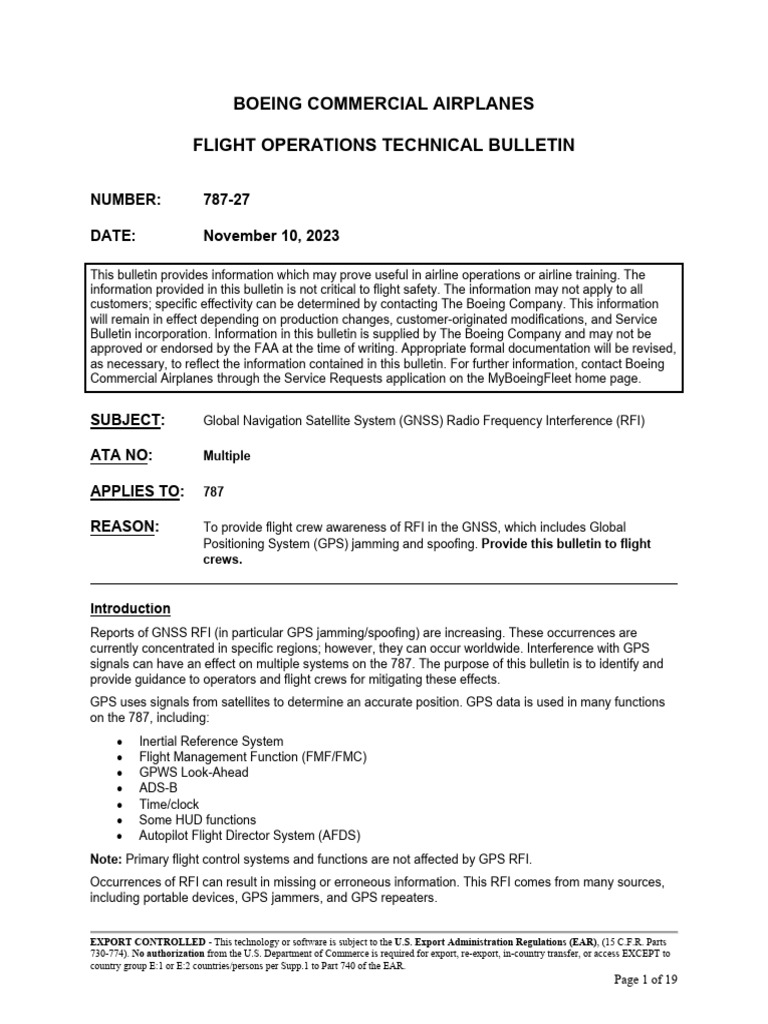 GNSS RFI Guidance for Boeing 787 | PDF | Global Positioning System | Electromagnetic Interference