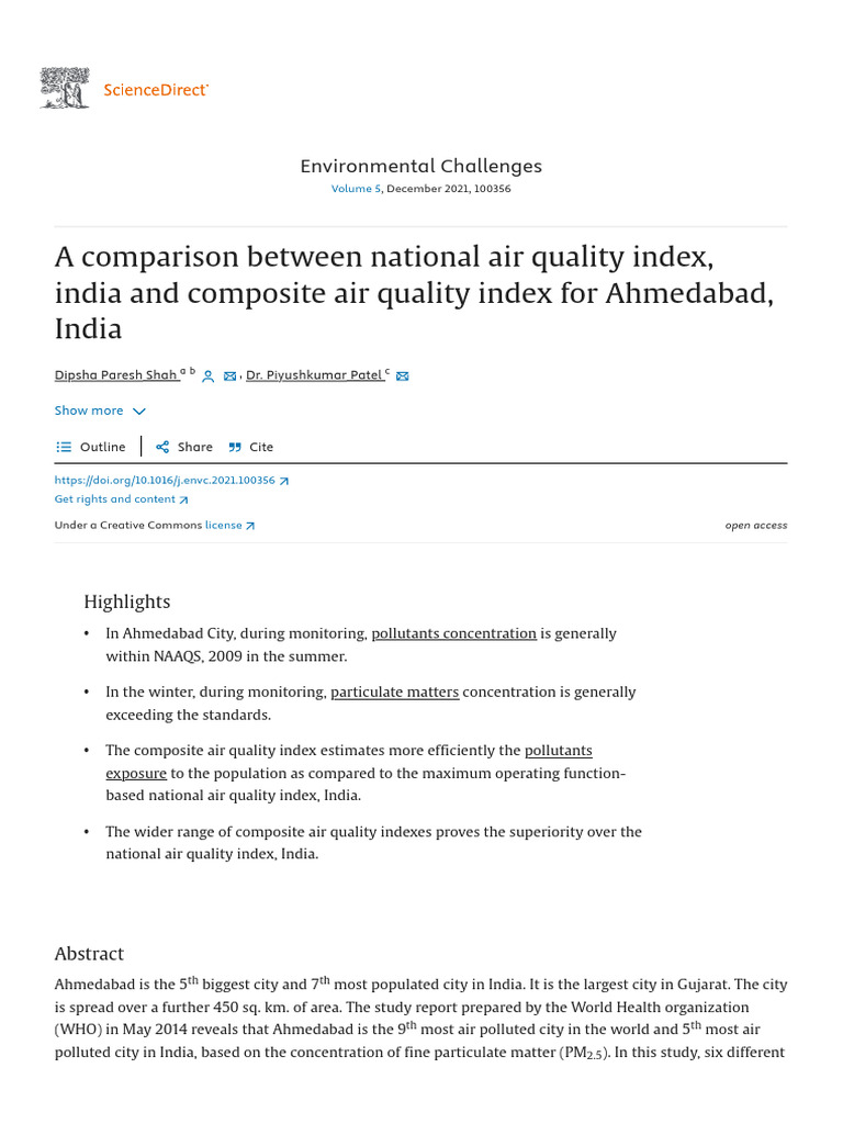 A Comparison Between National Air Quality Index | PDF | Air Pollution ...