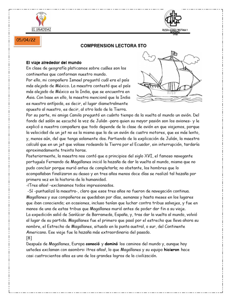 COMPRENSION LECTORA 5TO Amy | PDF