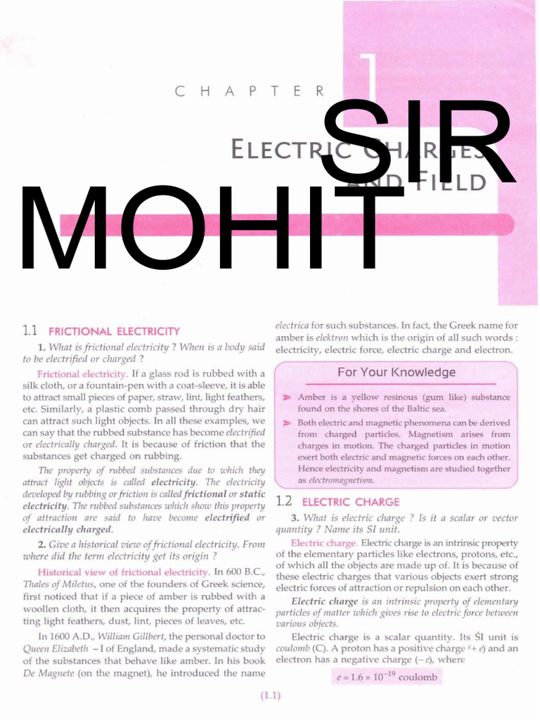 CH1 Electric Charges and Fields | PDF
