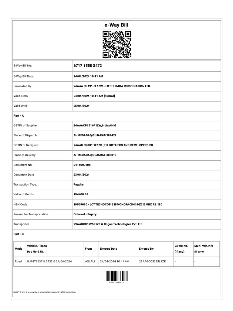 E-Way Bill System1 | PDF