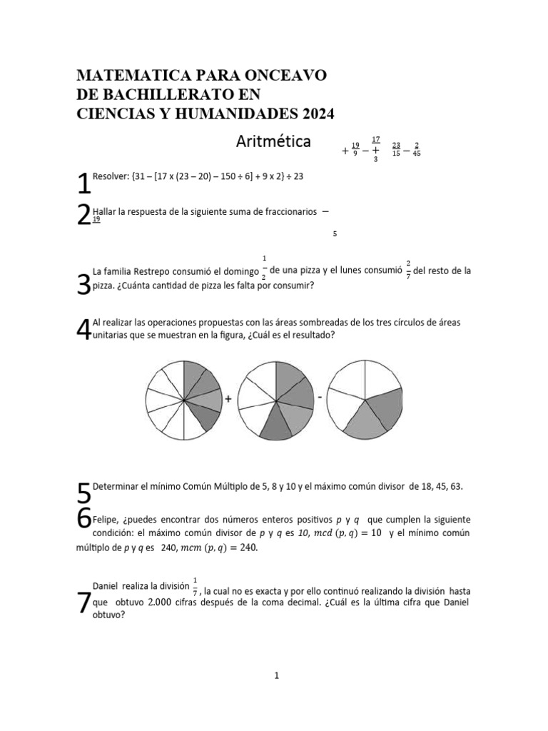MATEMATICA PARA ONCEAVO DE BACHILLERATO EN CIENCIAS Y HUMANIDADES 2024 ...