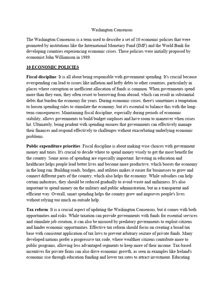 Washington Consensus | PDF | Protectionism | Taxes
