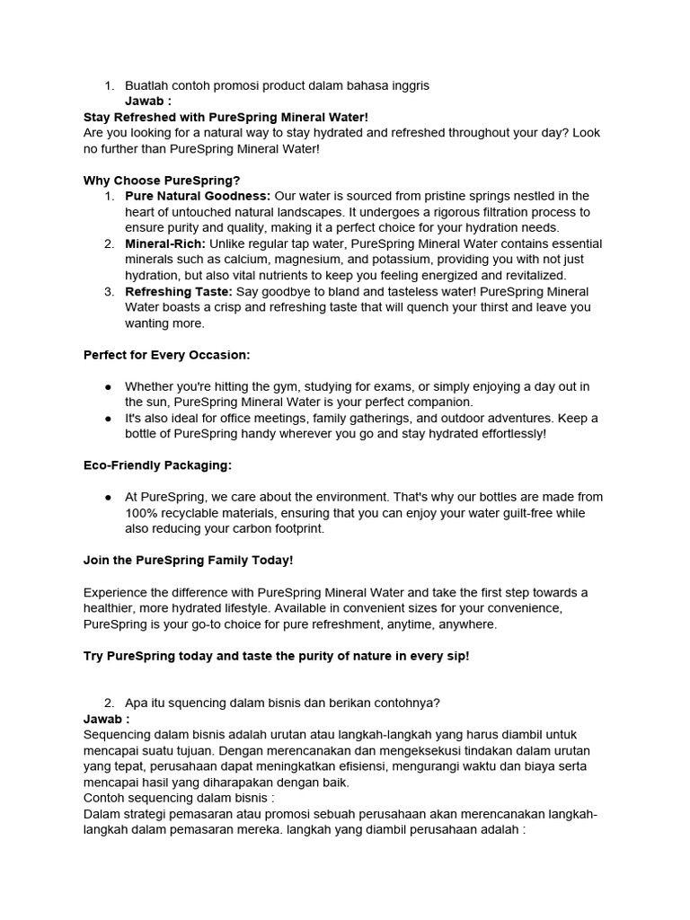 Teks Promosi Produk Dalam Bahasa Inggris | PDF | Materials